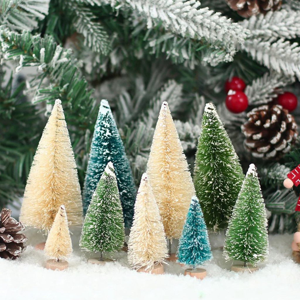 8pcs Mini Pine Needle Christmas Tree Micro Landscape Accessories PVC ...