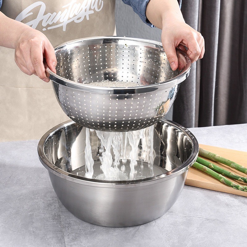 Lucky Fate Stainless Steel Colander Basin Bowl Household Rice Washing ...