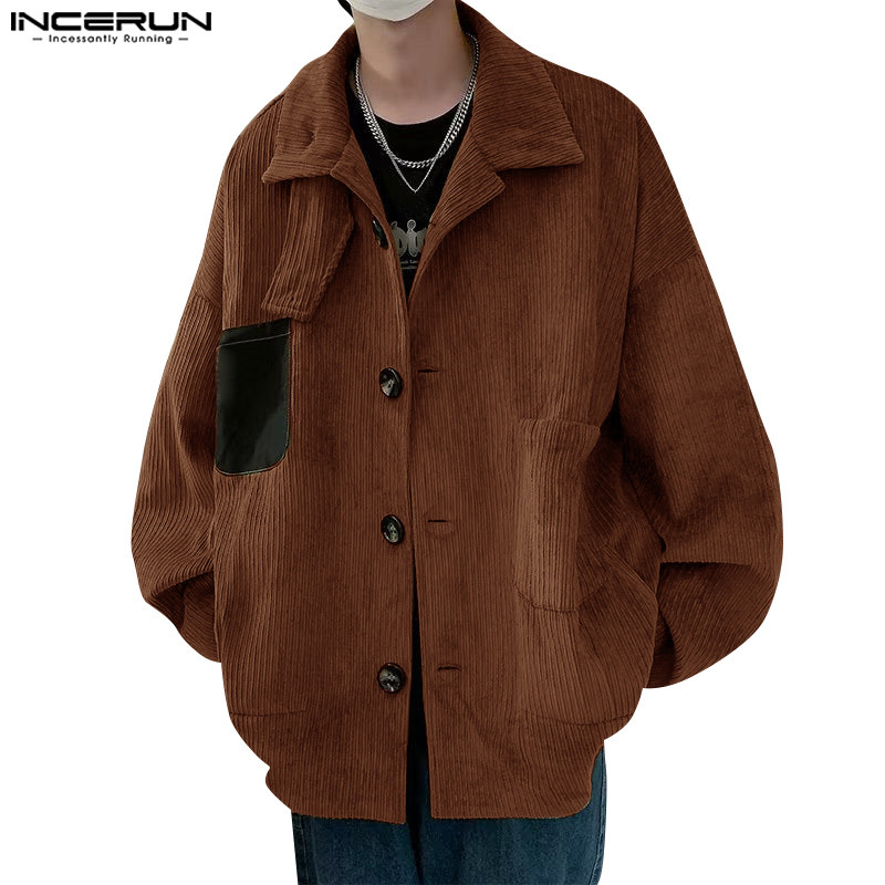 INCERUN Men Korean Casual Long Sleeve Solid Color Loose Fashion Jackets ...