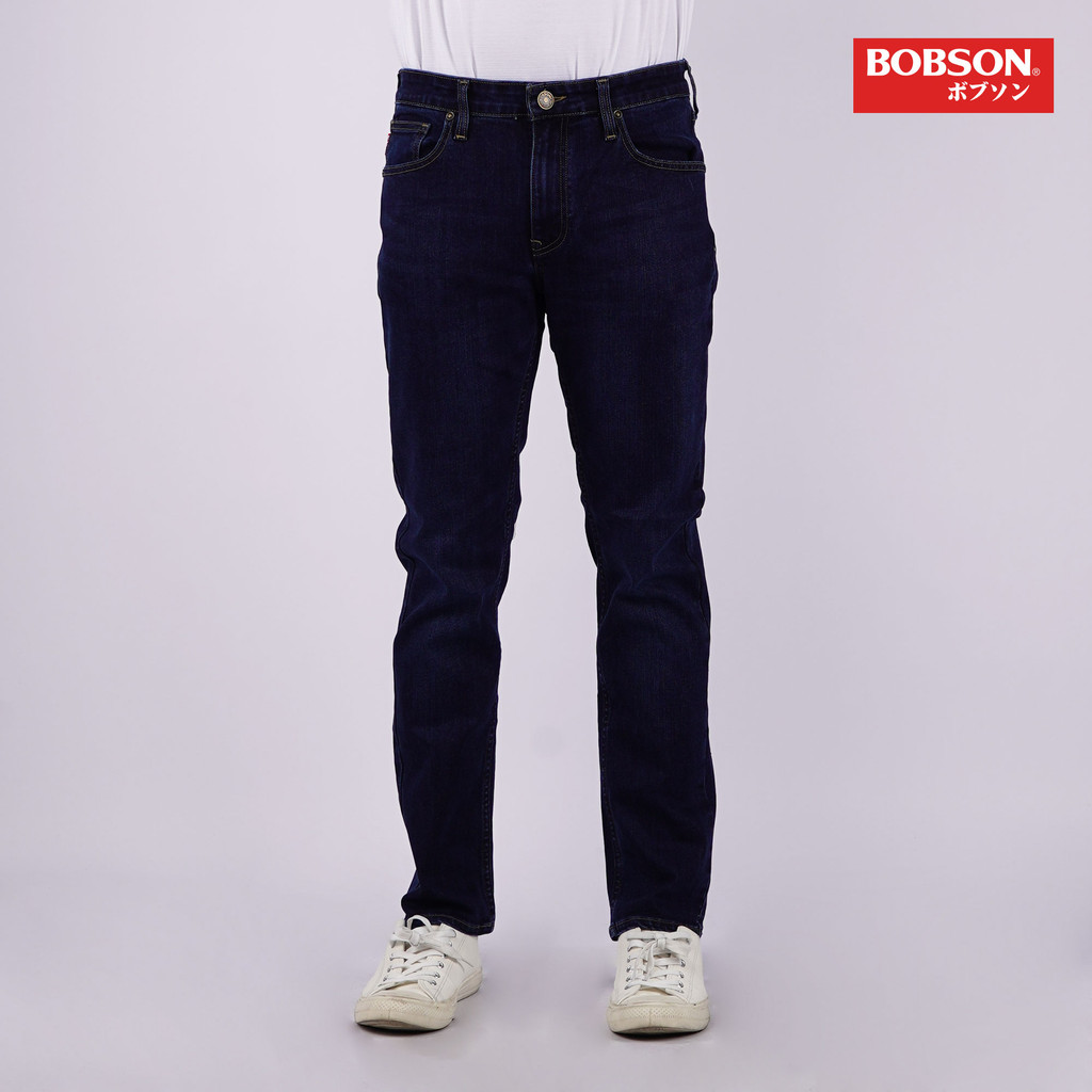 Bobson Japanese Men's Basic Denim Skinny Mid Waist 161191 (Dark Shade ...
