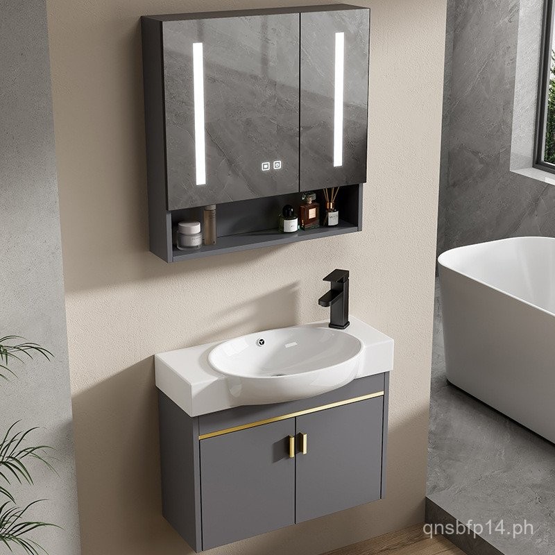 Small Apartment Bathroom Wall-Mounted Mini Wash Basin Cabinet ...