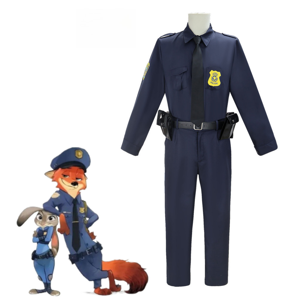 Zootopia Nick Wilde Police Officer Cosplay Costume Set - Blue Uniform ...