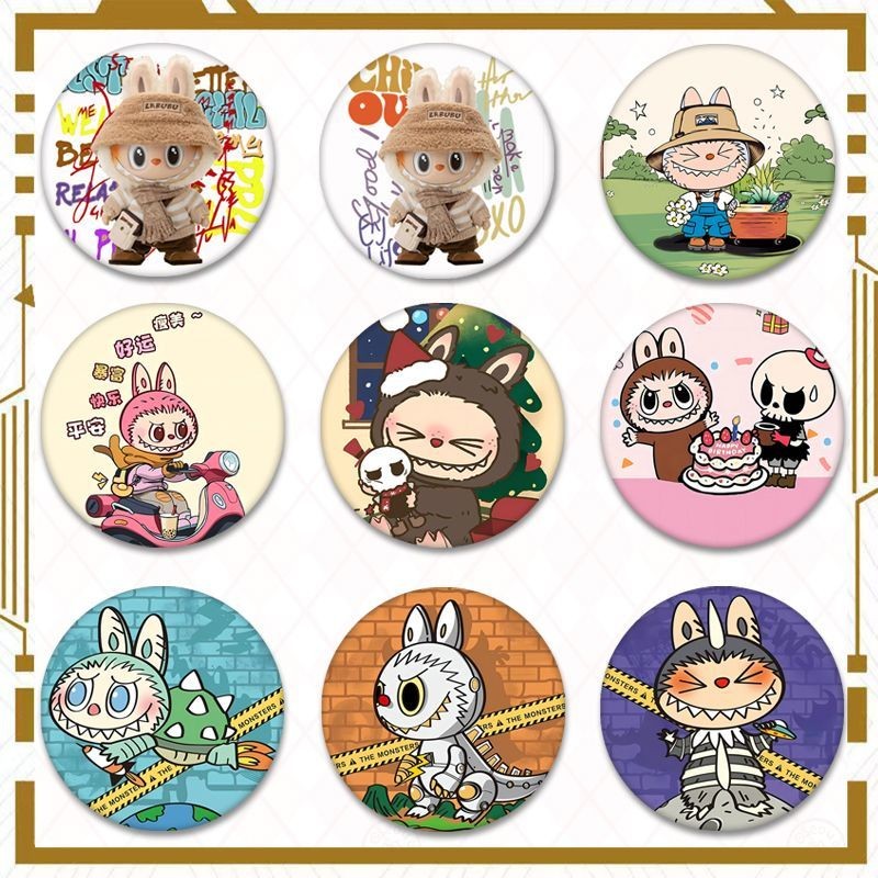 Labubu labubu Merchandise bar Badge Guzi 58mm Tinplate Laser Brooch ...