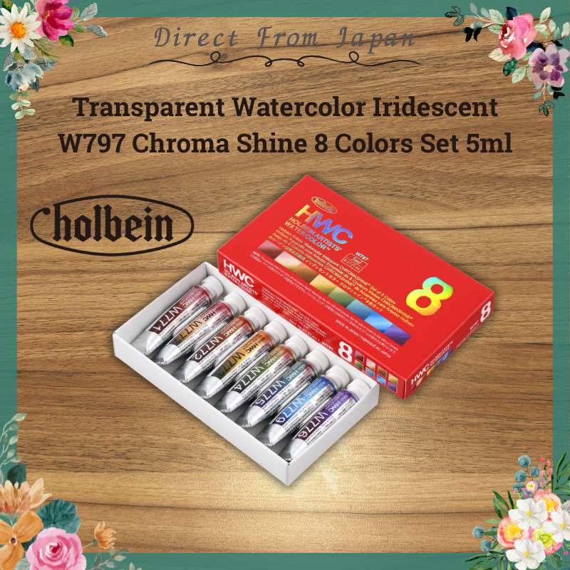 Holbein Iridescent Transparent Watercolor Set–8Colors x 5ml,Chroma ...