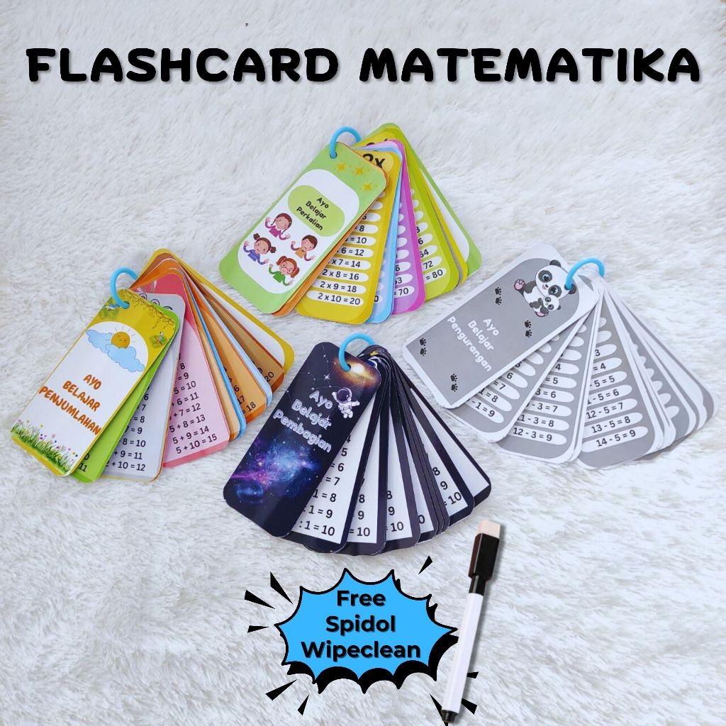 Flashcards Multiplication Division Addition Subtraction Educational ...