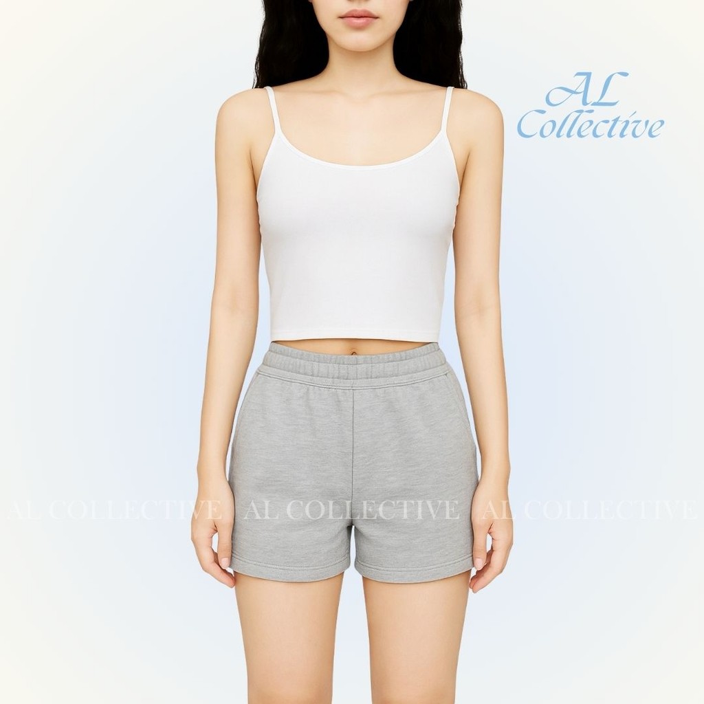 AL COLLECTIVE Essential Women Short Sweatshorts Relaxed Fit Unisex Everyday Mid rise Shorts ...