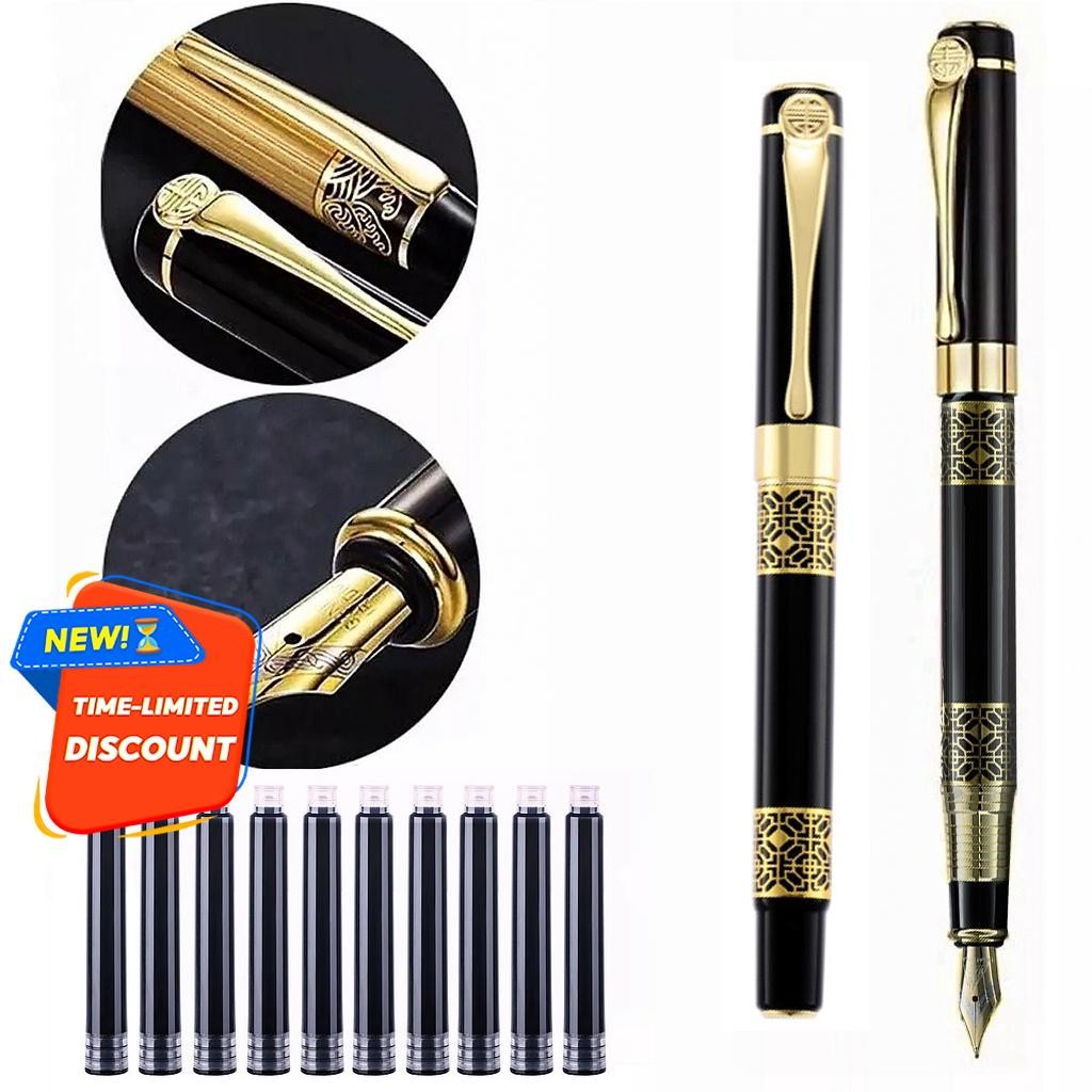 1+10 Pieces Pen and Ink Set, Vintage Metal Calligraphy with F Pen Tip ...