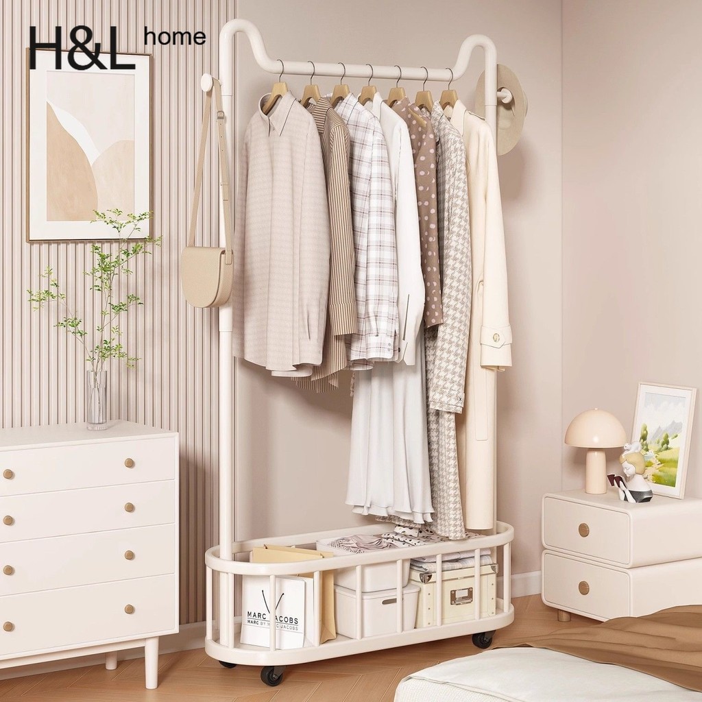H&L Clothes Rack Metal Clothing Rack Removable Stand Alone Mesh Basket ...