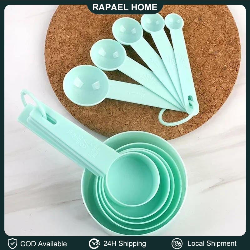 10Pcs/Set Cups Spoons Set Pure Color Measuring Tools PP Plastic Kitchen ...