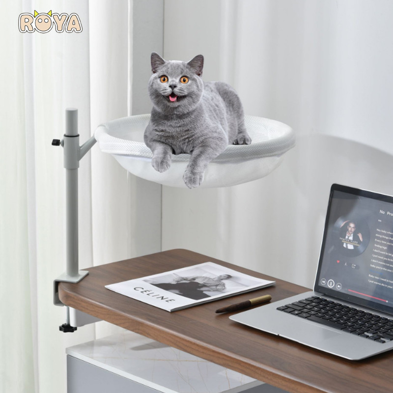 ROYA Cat Desk Bed 360° Rotating & Adjustable Desktop Cat Hammock Kitten ...