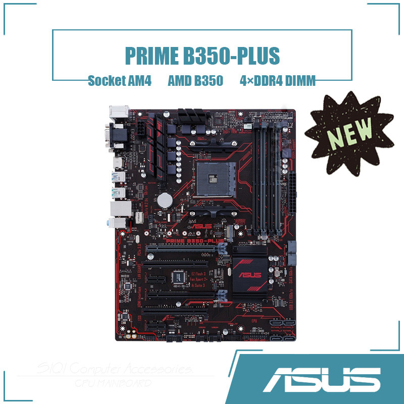 [NEW] ASUS PRIME B350-PLUS Motherboard 4×DDR4 DIMM AMD B350 Socket AM4 ...