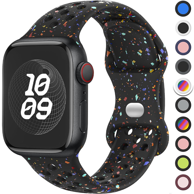 Rubber Strap Colored Particles Band for Apple Watch s10 11 46 Ultra 2 ...