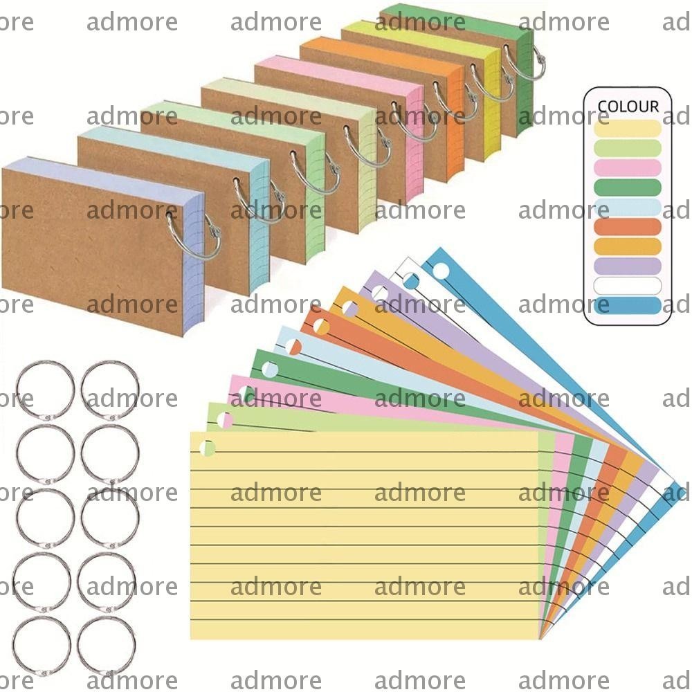 ADMORE Loose-Leaf Index Cards, Loose-Leaf Horizontal Line Binder Memo ...