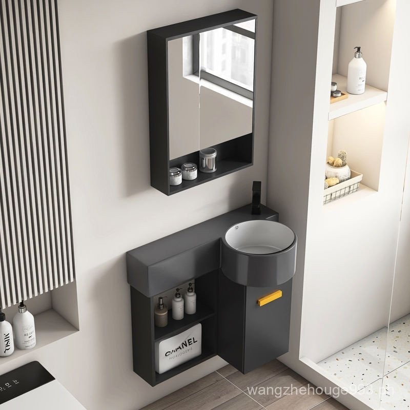 Ceramic Wash Basin Cabinet Washbasin Wall-Mounted Small Apartment Mini ...