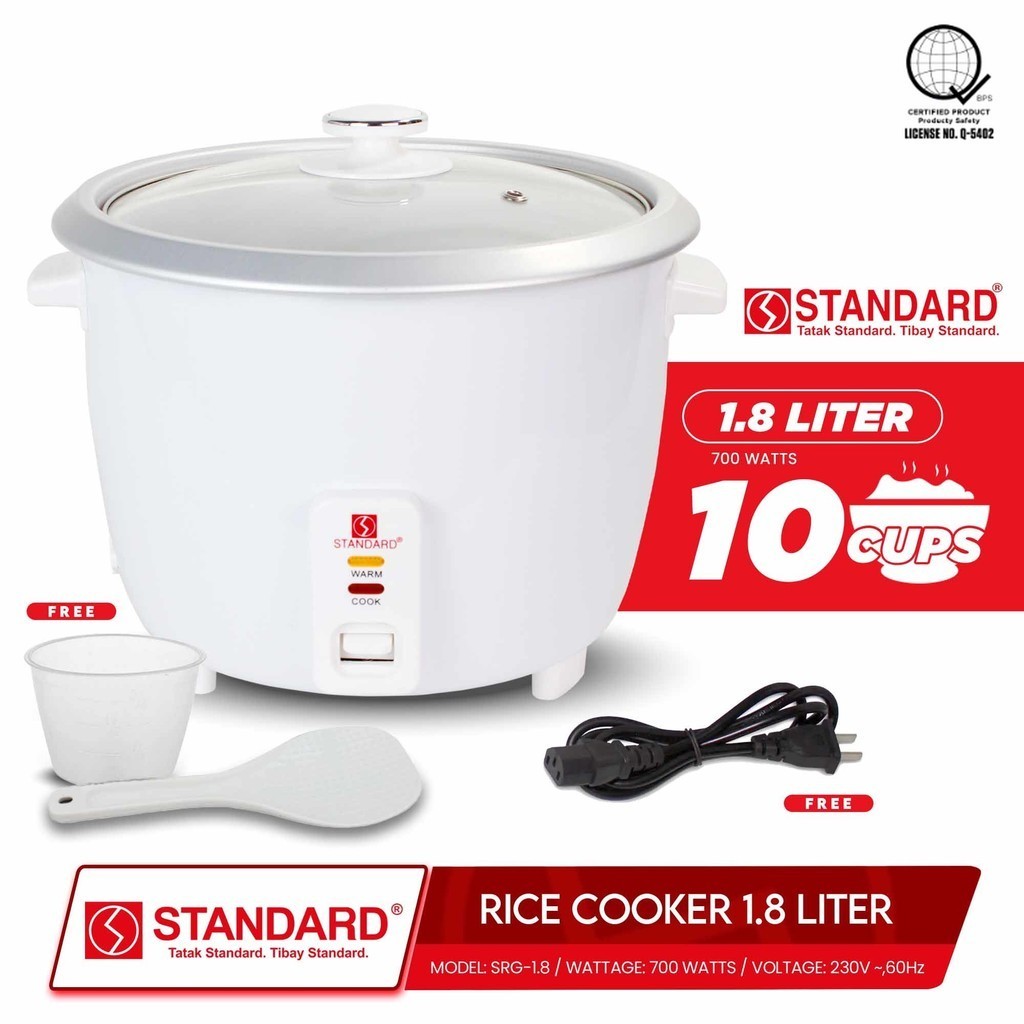 Standard Rice Cooker 1.8L (plain white) - Yellow Elephant | Shopee ...