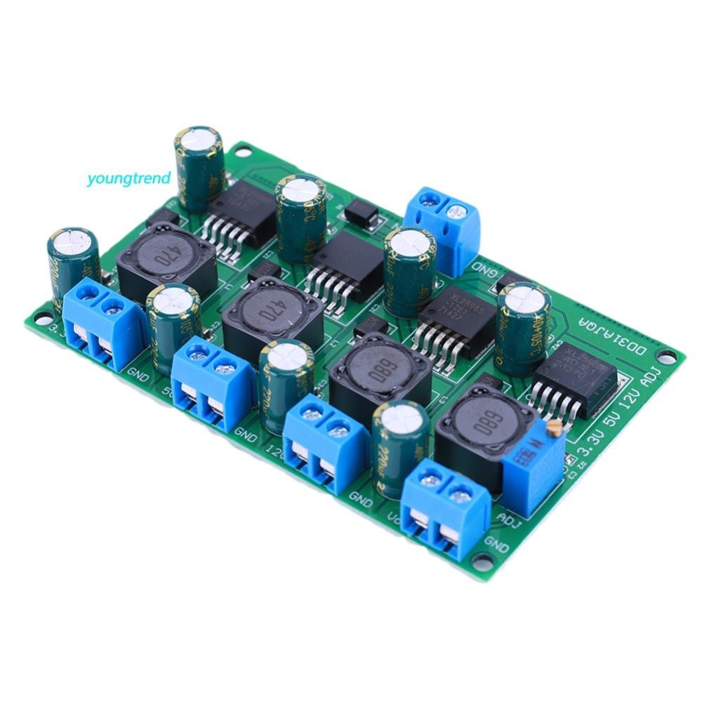 3A 4 Channel Power Supply Module Adjustable 3.3V 5V 12V DC-DC Step-Down ...