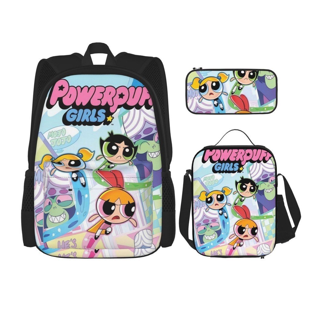 The Powerpuff Girls 3 Pcs Set Primary School Backpack School Bag Set ...