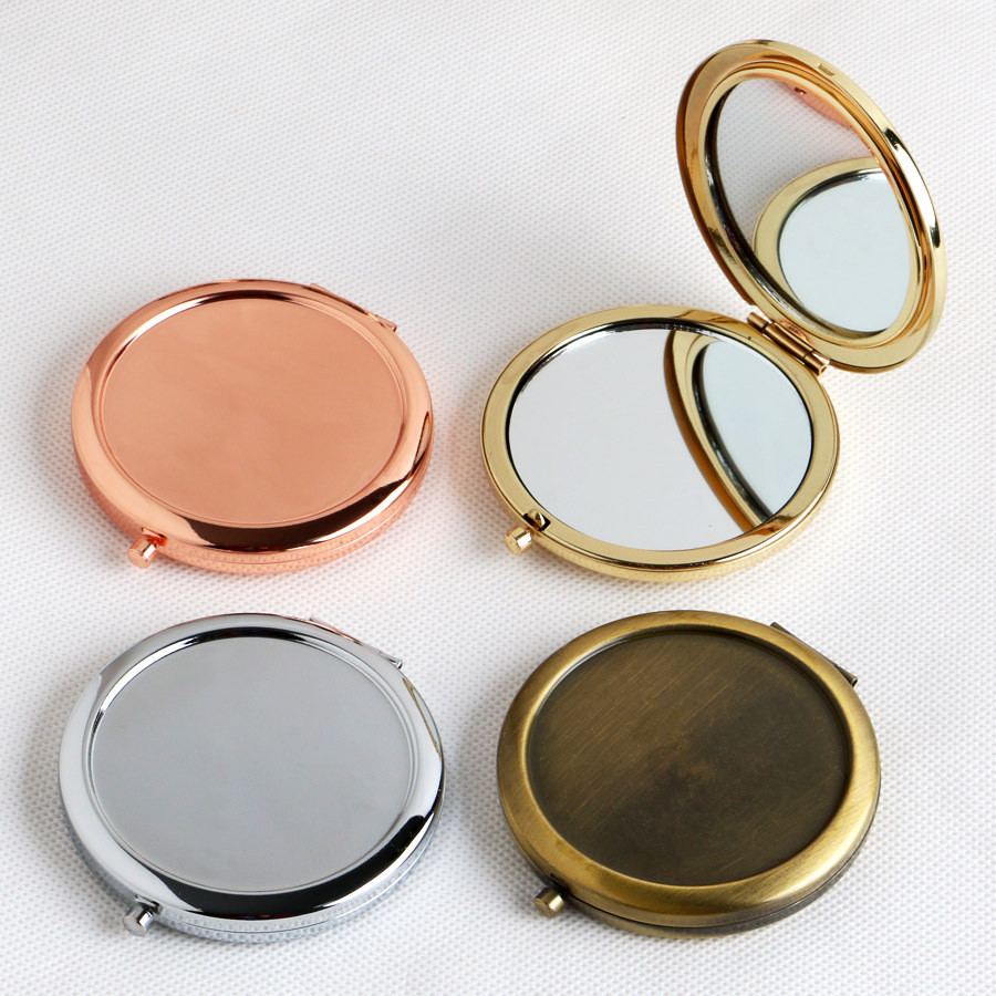 Round Foldable Metal Compact Mirror DIY Double-Sided Mirror Portable ...