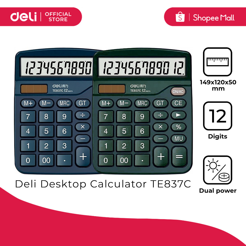 Deli TE837C Desktop Calculator | Shopee Philippines