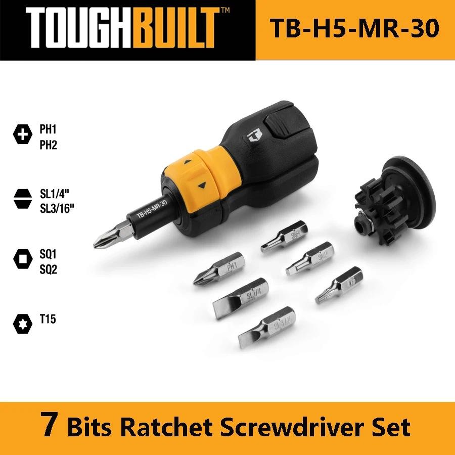 TOUGHBUILT TB-H5-MR-30 Ratchet Screwdriver Set 8PCS of PH/SL/SQ/TORX ...