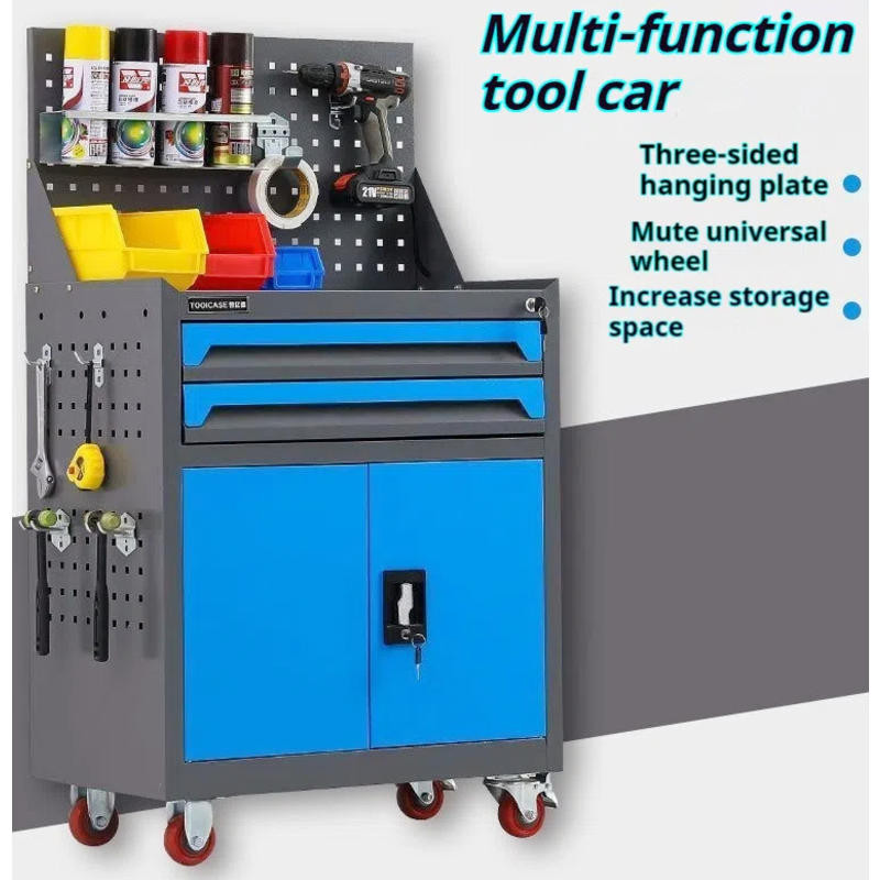 Auto repair tool cart drawer hardware with wheels, manual push box, low ...