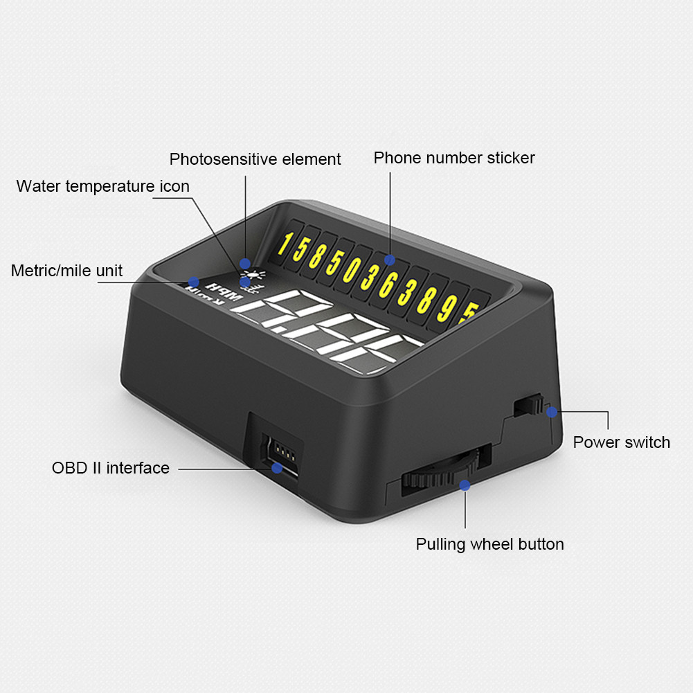 Car OBD2 Head Up Display with Phone Number Sticker Overspeed Warning ...