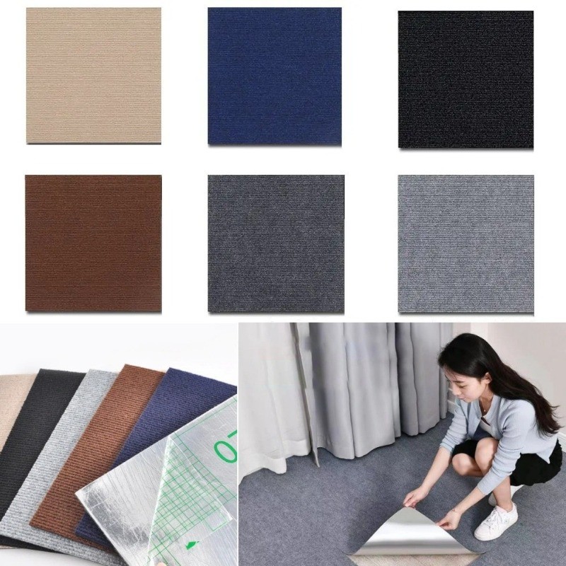 Non-slip Carpet Tiles Peel & Stick Self Adhesive Carpet Floor Tile Soft ...