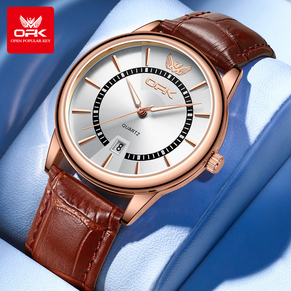 OPK Watch For Men Waterproof Original Seiko Quartz Leather Strap 6036 ...