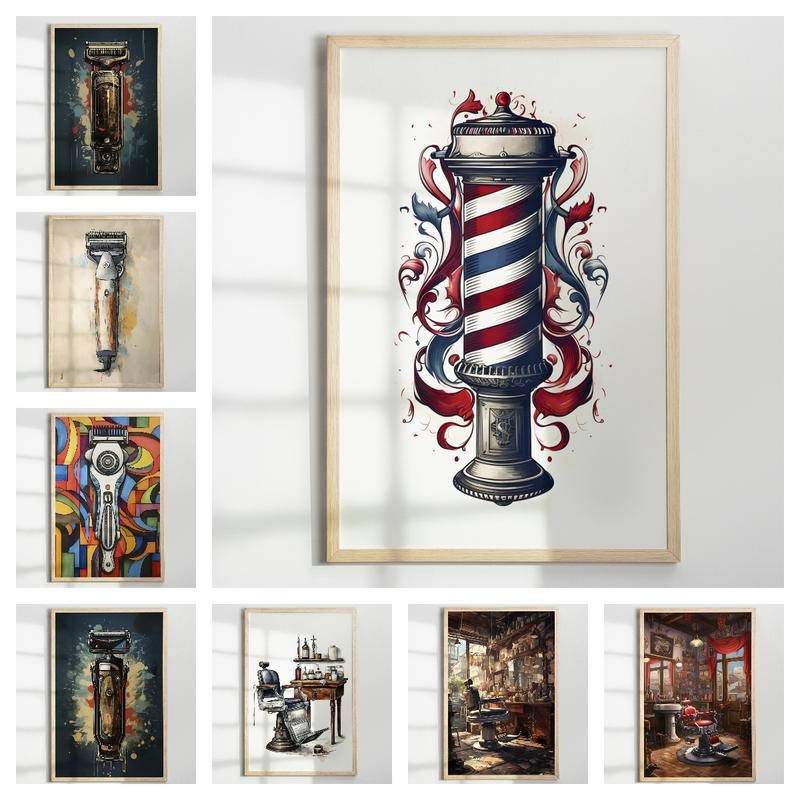 Barber Art Barber Clipper Wall Art Hair Stylist Barbershop Wall Art For ...