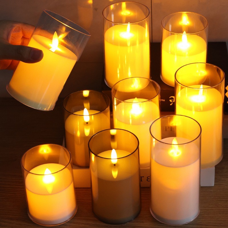 LED Flameless Candle Light - Acrylic Glass Tealight Light - Flashing ...