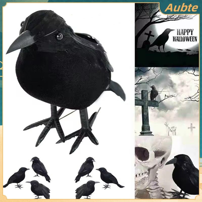 Aubte Halloween Decoracion Simulation Black Crow Animal Props Raven ...