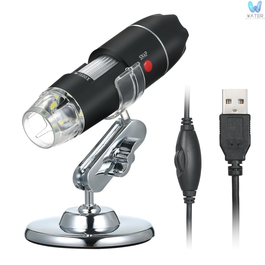 USB Digital Microscope 1600X Magnification Camera 8 LEDs with Stand ...