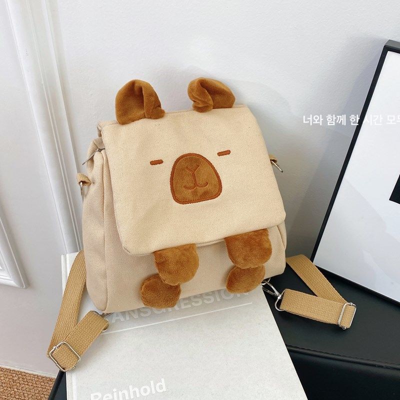 Cute 2024 Cartoon Bala Backpack Canvas Student New Style Capybara ...