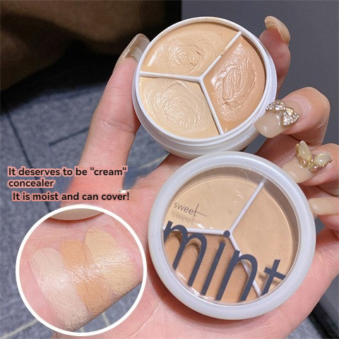 Three-color Concealer Cover Spots Acne Marks Dark Circles Tear Groove Repairing Foundation Cream ...