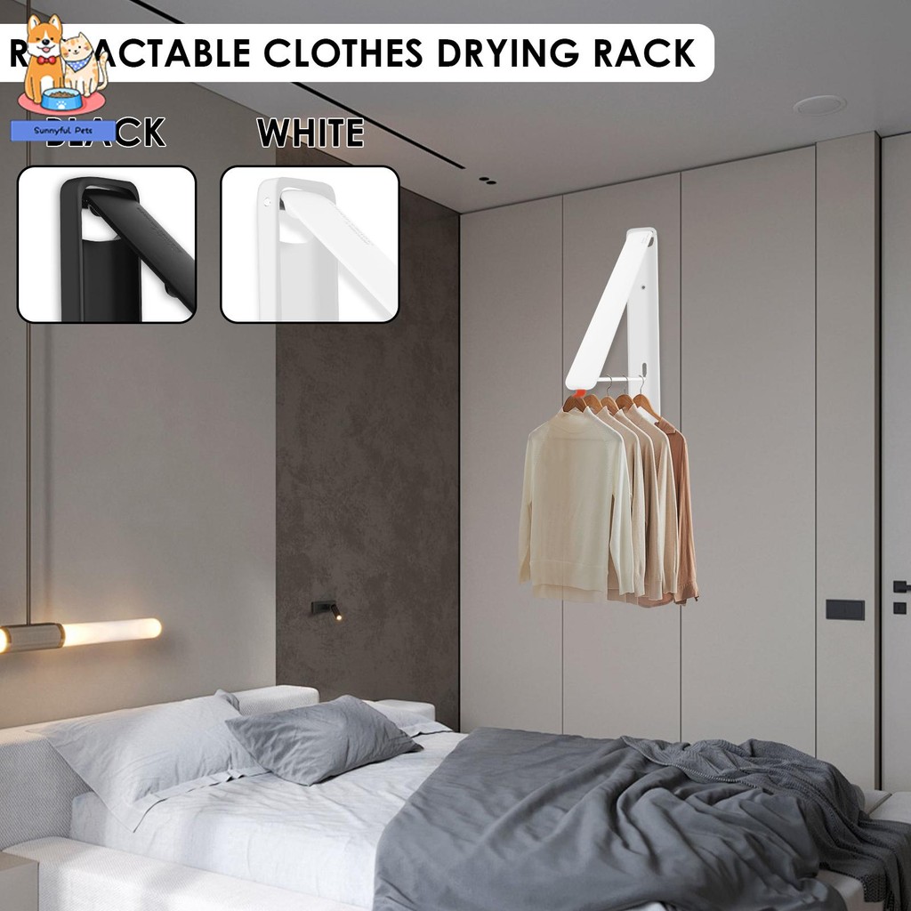 Retractable Clothes Drying Rack Foldable Clothes Hanger Rack Wall ...