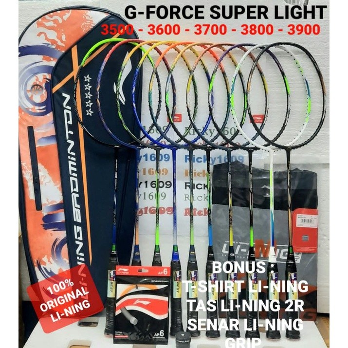 Lining G FORCE SUPER LIGHT BADMINTON Racket 3500-3900/3700/3800/3900 ...