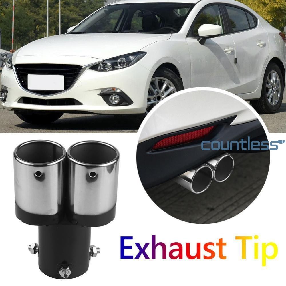 Dual Outlet Car Exhaust Tip Stainless Steel Sound Whistle Muffler ...