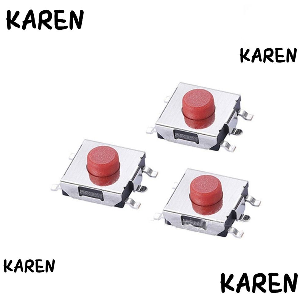 KAREN 10PCS 4 / 5 Pin Feet Touch, 6*6*3.1mm Red Tactile Push Button ...