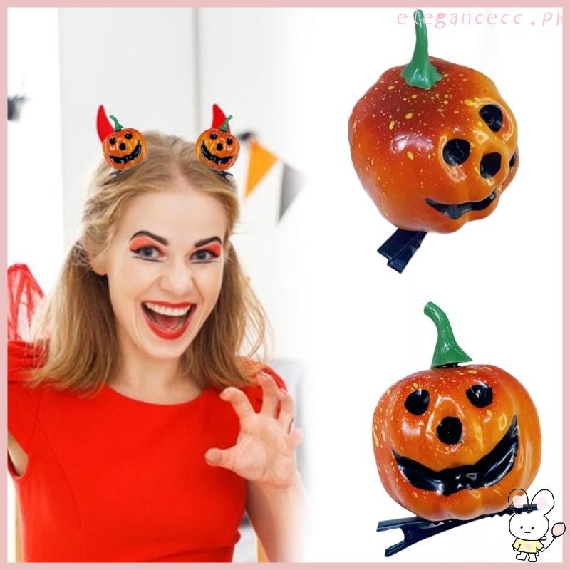 EE Festive Orange Pumpkin Face Hair Clips for Kids and Adults Halloween ...