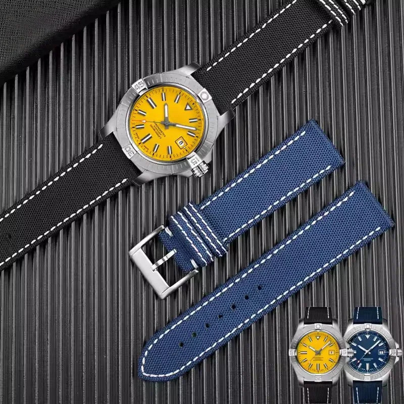 Watch Band For Breitling Avenger deep dive sea wolf yellow wolf Nylon ...