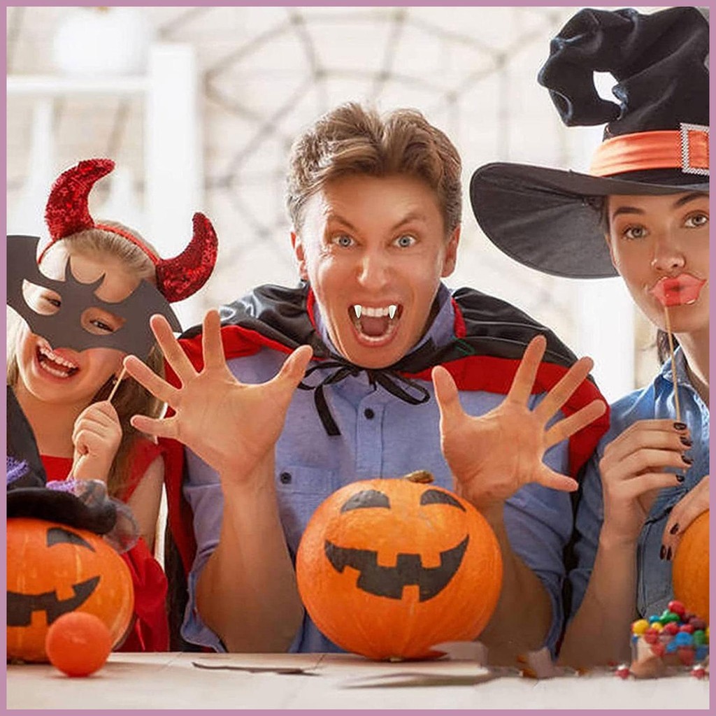 Retractable Vampire Teeth Halloween Cosplay White Sharp Vampire Fangs ...