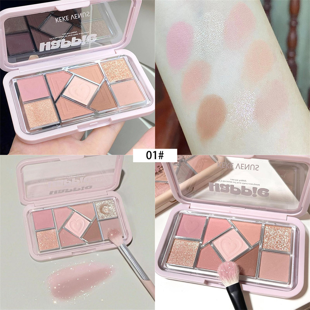 Nine-Color Eyeshadow Palette Low Saturation Earth Pink Blue Pearl Matte ...