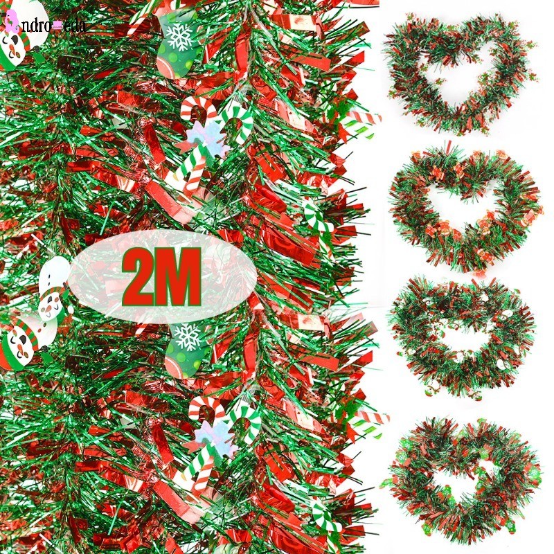 2M Xmas Tree Striped Green Vine Decoration Christmas DIY Garland ...