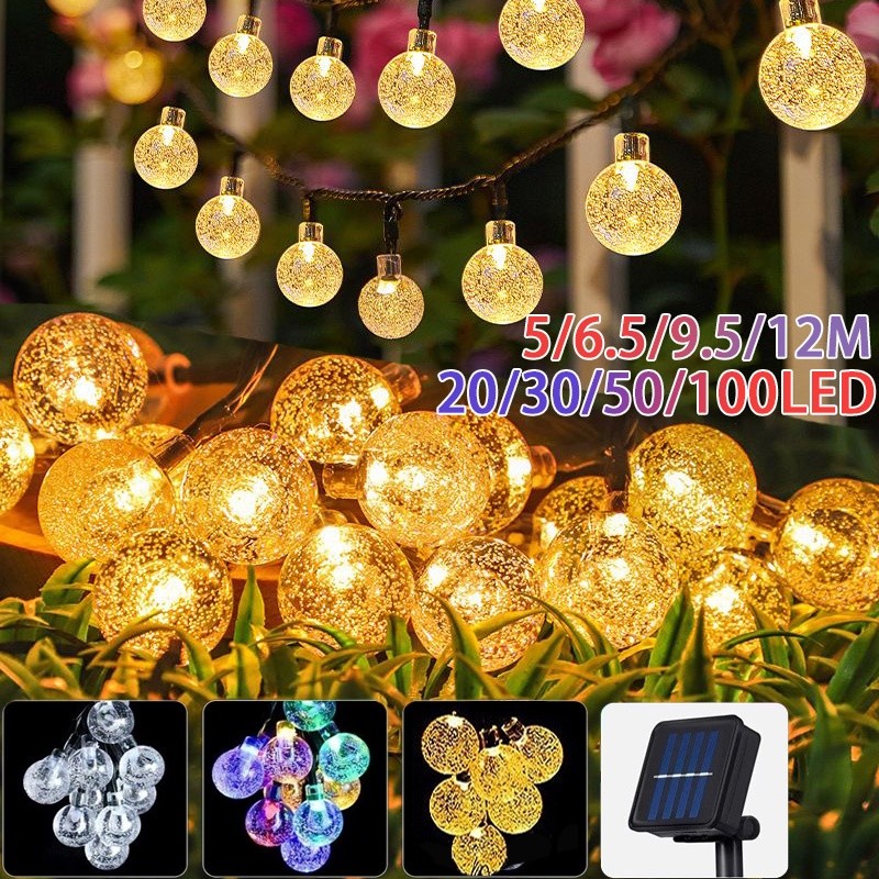 LED Solar Crystal Ball Lights Solar String Lights Garden Decor Outdoor ...