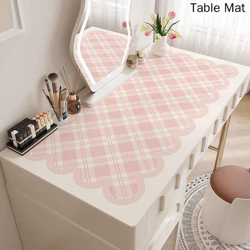 Girly Pink Leather Dressing Table Mat Makeup Desktop Protection Mat No ...