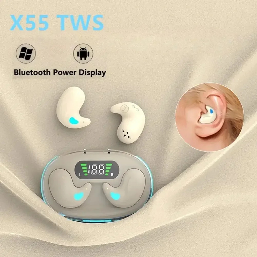 X55 TWS Wireless Bluetooth Earphones Sleeping Eabuds Waterproof Hi-Fi ...