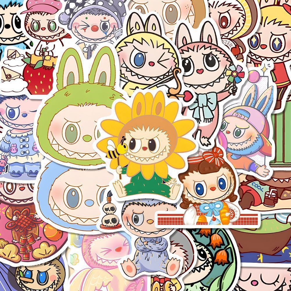 80PCS Cartoon Cute LABUBU Graffiti Stickers for Bicycle Hand Account ...