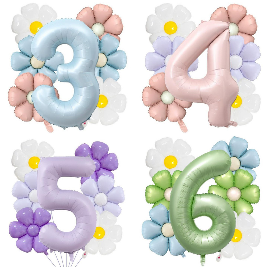 401 Inch Digital Daisy Balloon Birthday Set Baby Balloon Background ...