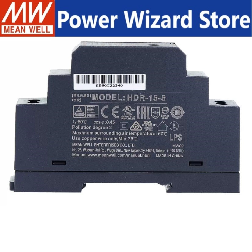 MEAN WELL HDR-15 HDR-15-24 24V 0.63A 15W ultra-thin stepped DIN rail ...