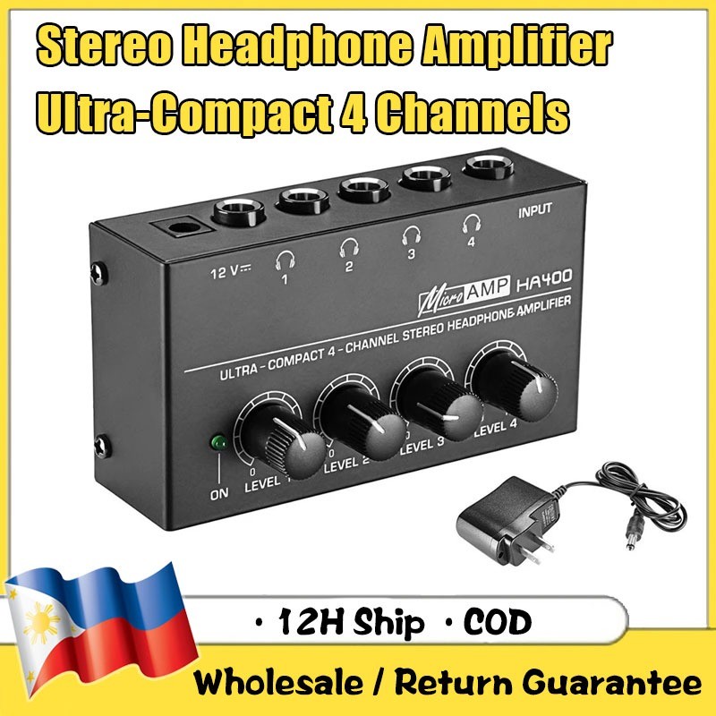 HA400 Headphone Amplifier 4 Channels 1 in 4 out Ultra-Compact Stereo ...